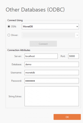 Tableau | MonetDB Docs