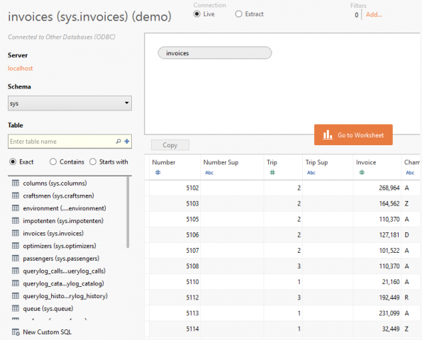 Tableau | MonetDB Docs